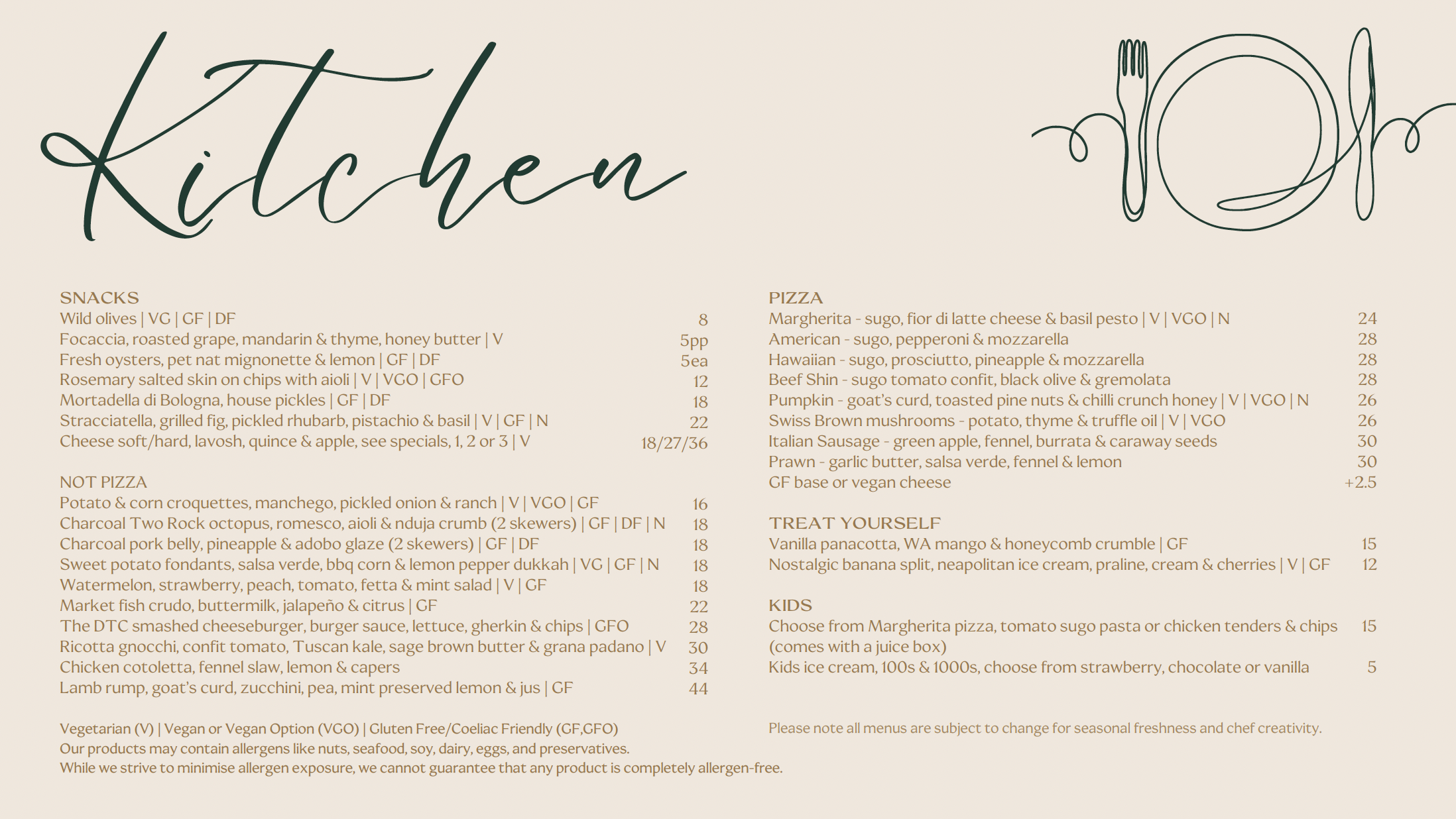 Menus | Somewhere in the Park