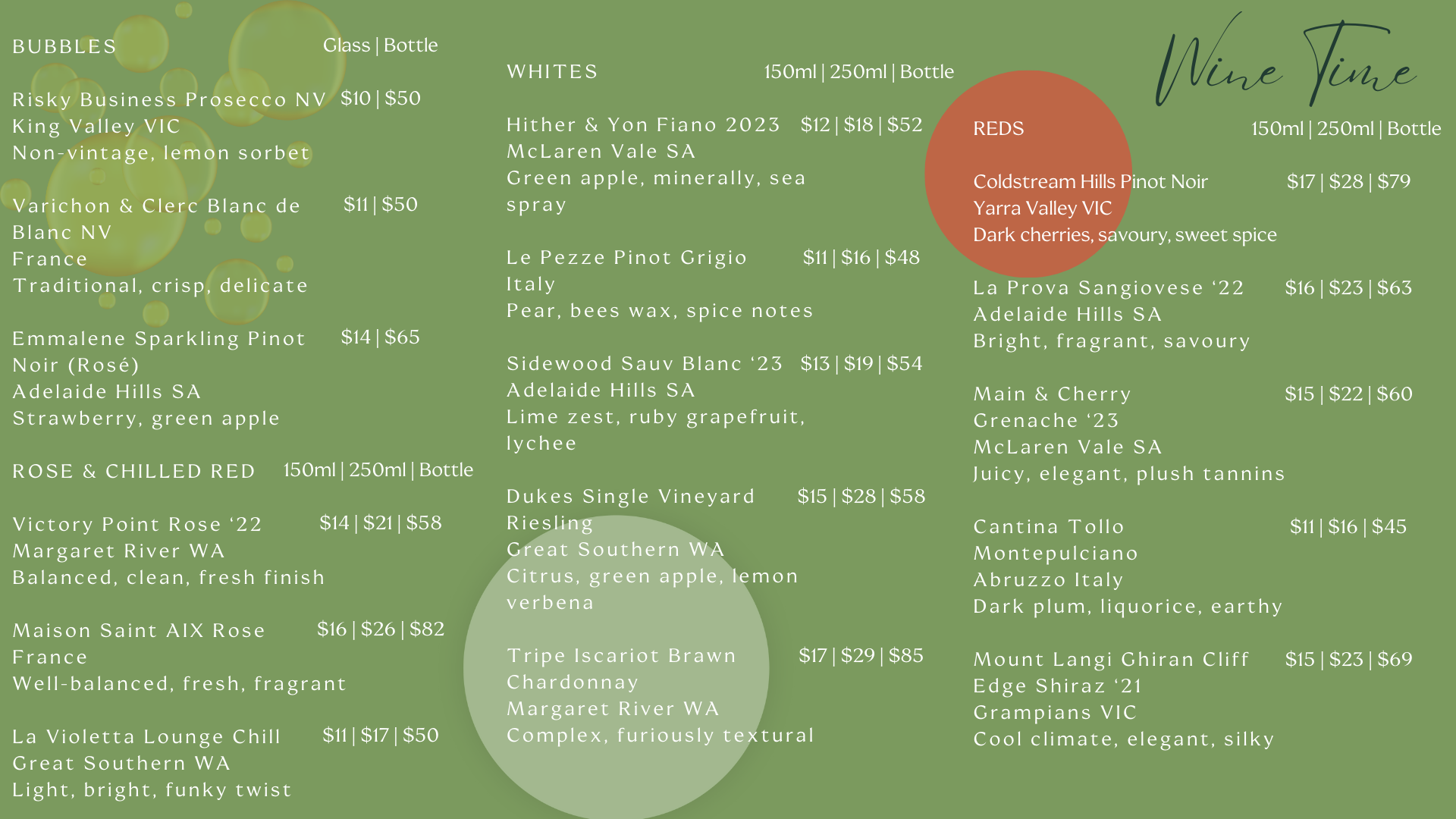 Menus | Somewhere in the Park